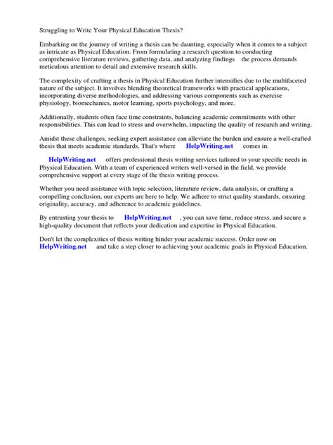 Thesis Title In Physical Education Pdf Thesis Special Education