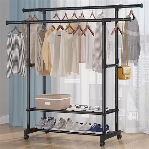 Rolling Garment Hanging Rack Clothes Organizer Heavy Duty Coat Rack