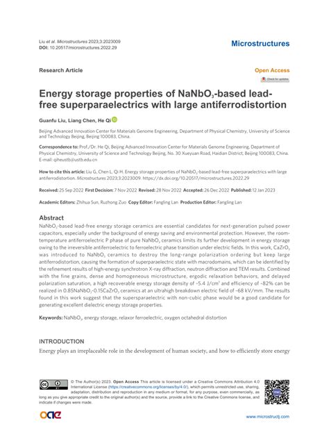 Pdf Energy Storage Properties Of Nanbo3 Based Lead Free Superparaelectrics With Large
