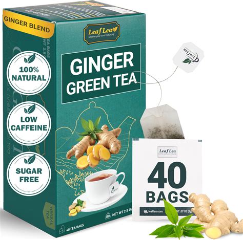 Leaflea Ginger Green Tea Bags Blend Green Tea With Ginger