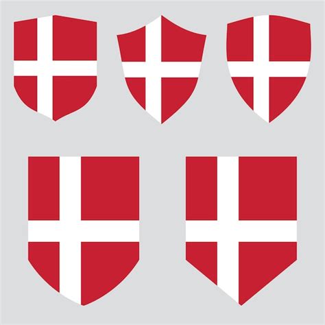 Premium Vector Set Of Denmark Flag In Shield Shape Frame