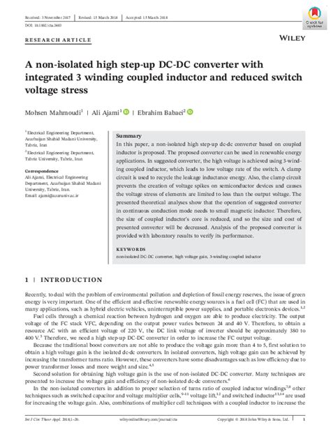 Pdf A Non Isolated High Step Up Dc Dc Converter With Integrated 3 Winding Coupled Inductor And