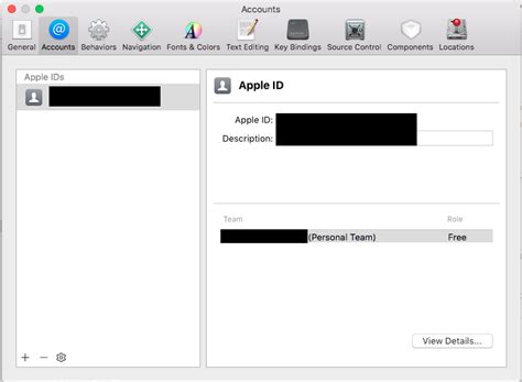 Ios Xcode 7 Cant Ad Hoc Sign My Project Cant Select An Account Stack Overflow