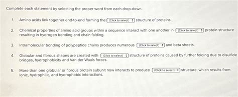 solved complete each statement by selecting the proper word