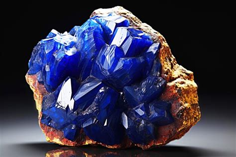 Premium Photo Azurite Is A Rare Precious Natural Stone On A Black