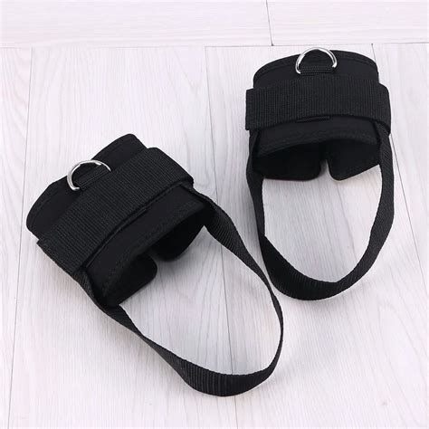 2pcs 발목 스트랩 패딩 D 링 발목 커프스 체육관 운동 용 케이블 기계 엉덩이 및 다리 무게 운동 검정