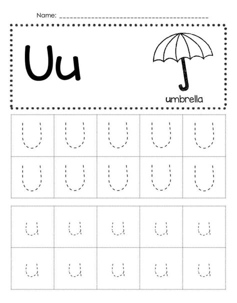 Printable Letter U Tracing Example Free Download And Print For You