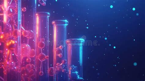 Futuristic Chemistry Setup With Glowing Test Tubes And Molecular Structures Generative Ai Stock