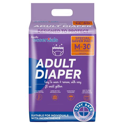 Buy Apollo Essentials Adult Diaper Pant Unisex Medium 30 Count 19
