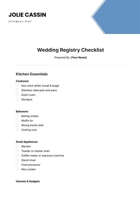 Free Wedding Registry Checklist Template To Edit Online
