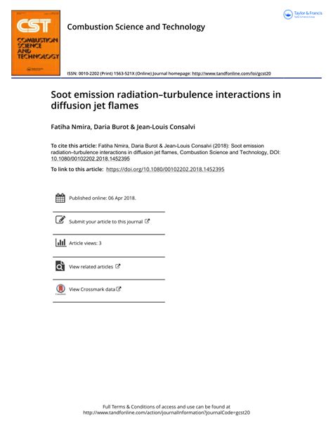 Pdf Soot Emission Radiation Turbulence Interactions In Diffusion Jet Flames