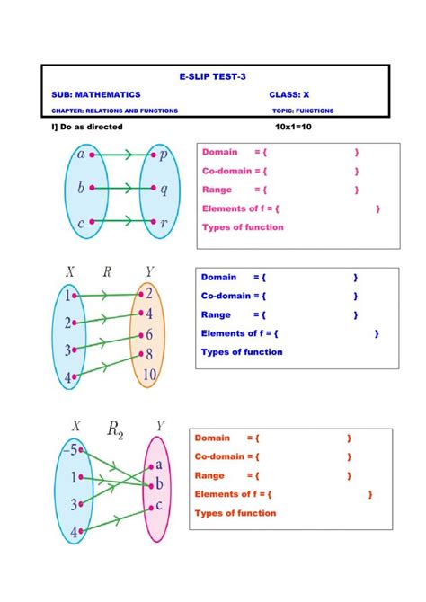 Functions And Relations Worksheet Algebra Worksheets Educational