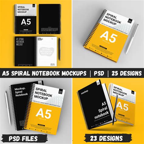 Notebook Mockup PSD Notebook Mockups Notebook A Mockup Spiral Notebook Mockup PSD Notebook