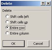 MS Excel 2007 Delete A Row