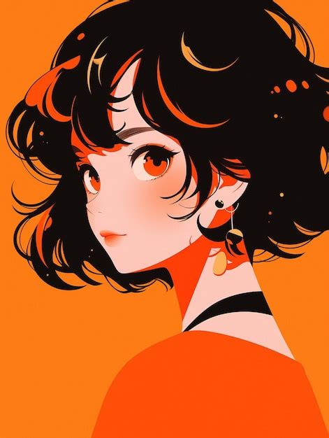 Premium Ai Image Anime Girl With Black Hair And Orange Eyes Wearing A
