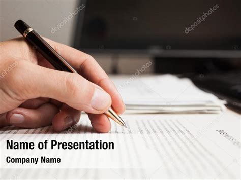 Text Man Checking Document PowerPoint Template Text Man Checking Document PowerPoint Background