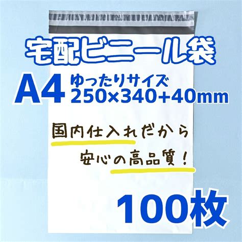A4 宅配ビニール袋 100枚 250×340 発送用ビニール袋 高品質 宅配袋の通販 By Toshimama｜ラクマ