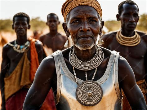 African Tribe People Full Body