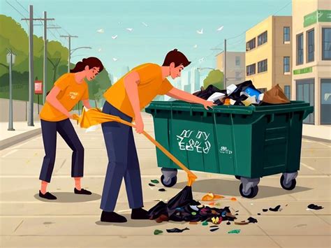 Vector People collecting garbage into trash bags containers Men women volunteers picking up ...