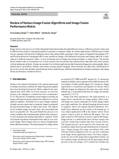 Pdf Review Of Various Image Fusion Algorithms And Image Fusion