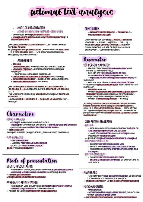Fictional Text Analysis Englisch Als Pdf Knowunity