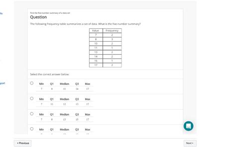 Solved Find The Five Number Summary Of A Data Set Question Chegg