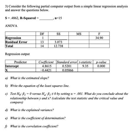 solved 3 consider the following partial computer output
