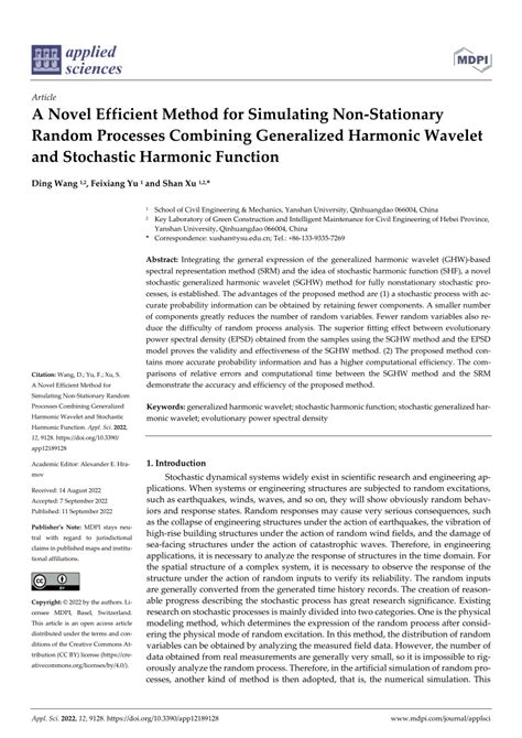pdf a novel efficient method for simulating non stationary random