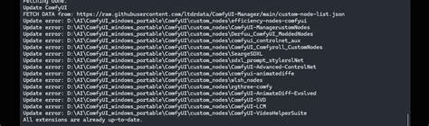 Comfyui Manager Cant Update Or Install Missing Costume Nodes R