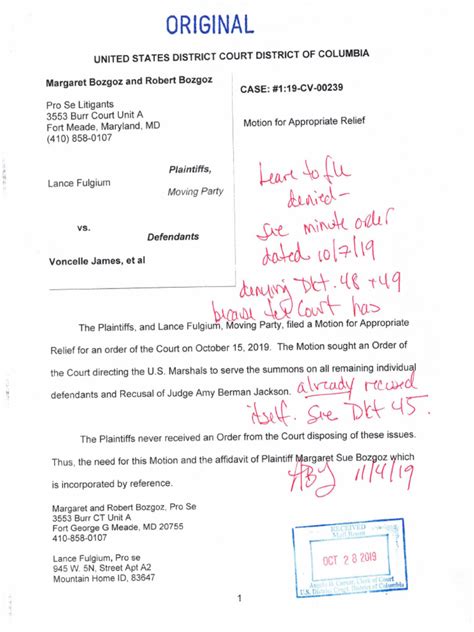 Judge Amy Jackson Crimes Ref Sends Original Affidavit Back To The Bozgoz After 1 Month Before