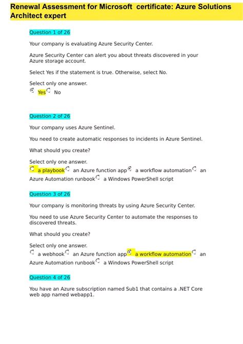 Renewal Assessment For Microsoft Certified Azure Solutions Architect