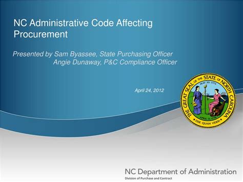 Ppt Nc Administrative Code Affecting Procurement Powerpoint