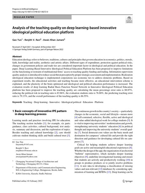 Pdf Analysis Of The Teaching Quality On Deep Learning Based