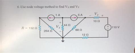solved 6 use node voltage method to find vx and vy 1a 5a vy
