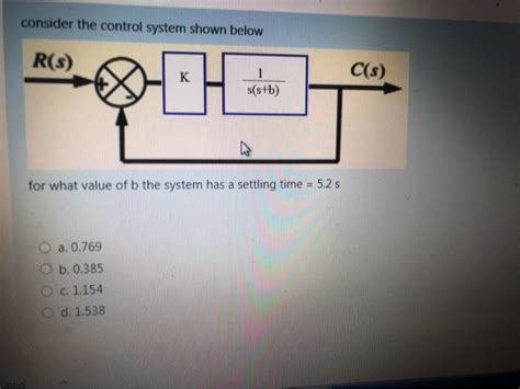 solved consider the control system shown below r s c k 1