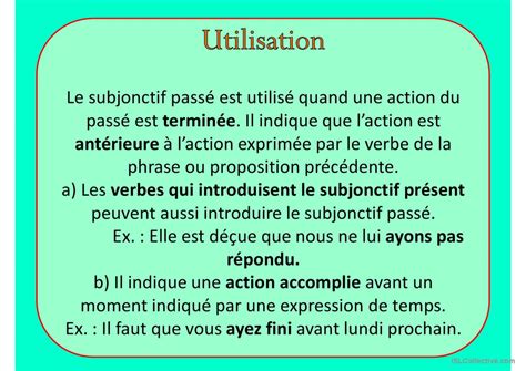 Subjonctif Passé Règle E English Esl Powerpoints