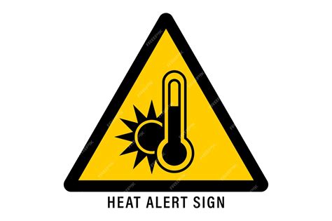 Heat Wave Alert Yellow Warning Triangle Sign With Symbols Premium Ai