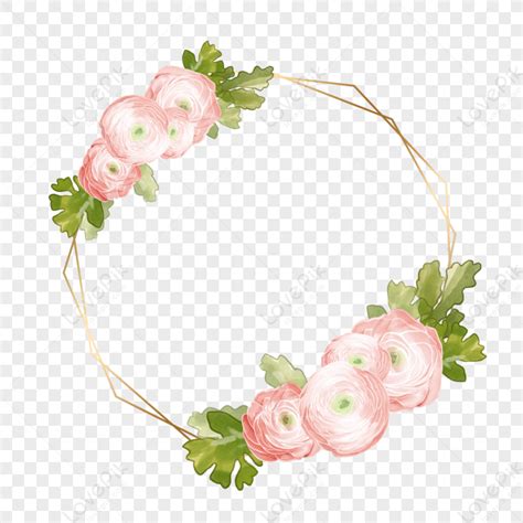 수채화 웨딩 꽃 일러스트 라넌큘러스 라인 테두리 일러스트잎 봄 장미장식적인무늬 Png 일러스트 무료 다운로드 Lovepik