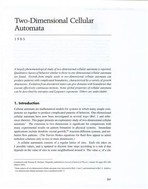Two Dimensional Cellular Automata Pdf
