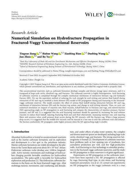 Pdf Numerical Simulation On Hydrofracture Propagation In Fractured