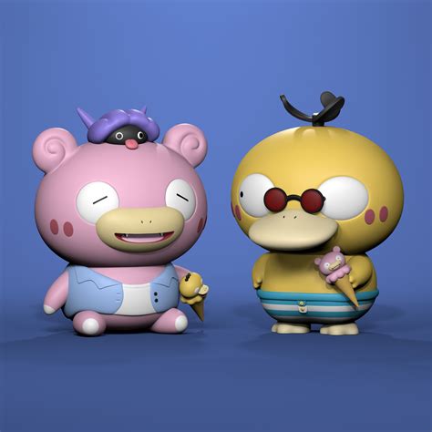 Stl File Chibi Summer Slowpoke And Psyduck Toys 🐉 ・model To Download And 3d Print・cults