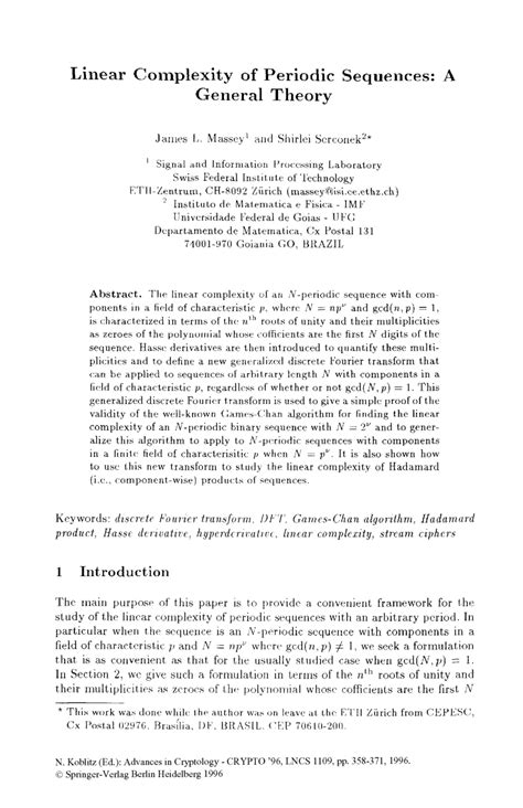 pdf linear complexity of periodic sequences a general theory