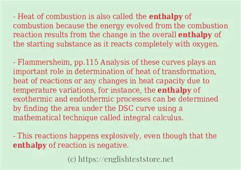Sentence Example Of Enthalpy Englishteststore Blog
