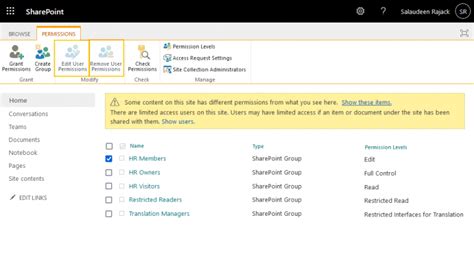 SharePoint Online Edit User Permissions Remove User Permissions Greyed Out SharePoint Diary