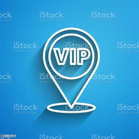 파란색 배경에 격리된 흰색 줄 위치 Vip 아이콘입니다 긴 그림자 벡터 0명에 대한 스톡 벡터 아트 및 기타 이미지 0명 1위 고급 Istock