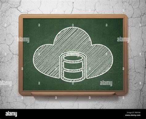 Programming Concept Database With Cloud On Chalkboard Background Stock