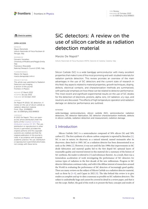 Pdf Sic Detectors A Review On The Use Of Silicon Carbide As