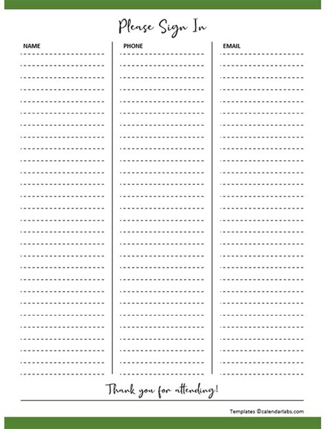 Sign In Template For Word Free Printable Templates