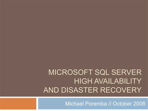 Sql Server High Availability And Disaster Recovery Pptx Databases