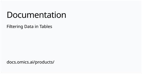 Filtering Data In Tables Documentation
